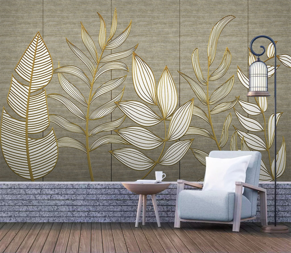 Fototapet Personalizat Flori Albe cu Contur Galben (Selecteaza ...