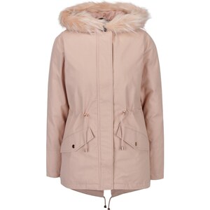 Geaca parka roz cu gluga si blana artificiala detasabila - Dorothy ...