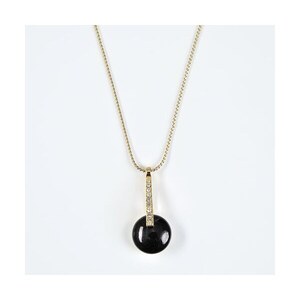 Meli Melo Colier auriu cu perla acrilica neagra - GLAMI.ro