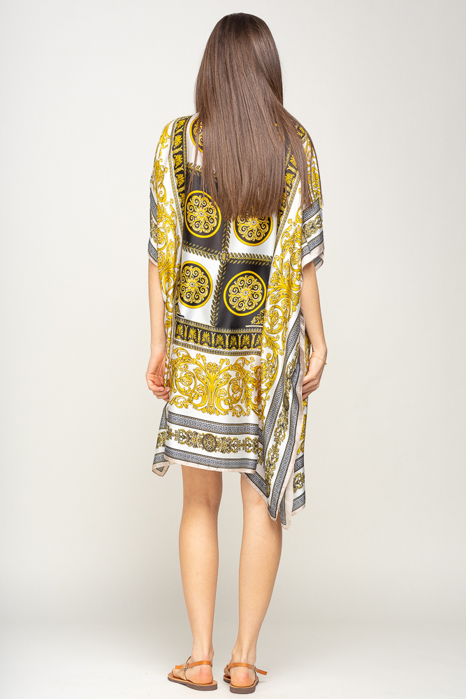 Shopika Rochie de plaja tip poncho din matase cu motive tip Versace in ...
