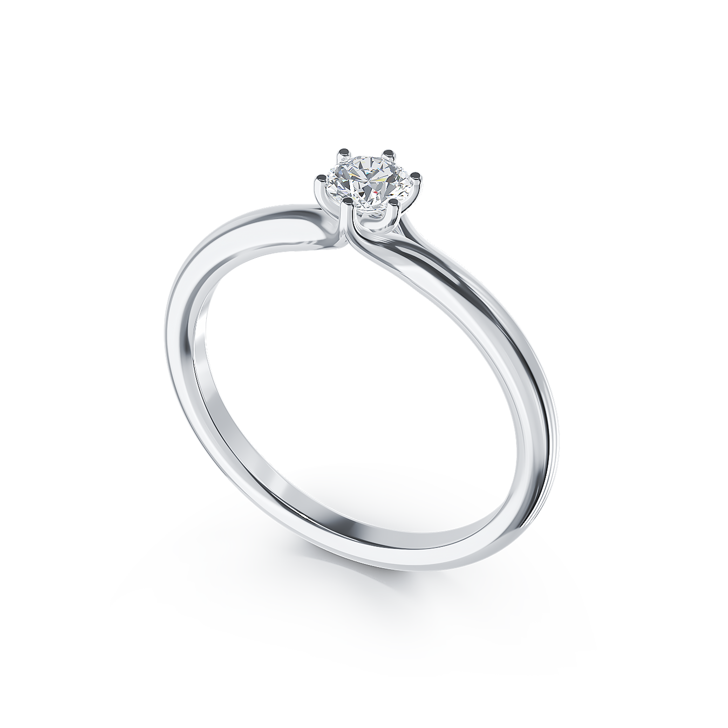 TEILOR Inel de logodna din aur alb de 18K cu un diamant solitaire de 0 ...