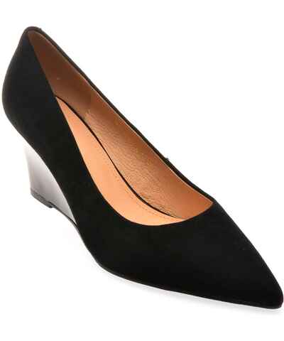 Pantofi cu toc femei din piele întoarsă, cu toc ortopedic - GLAMI.ro