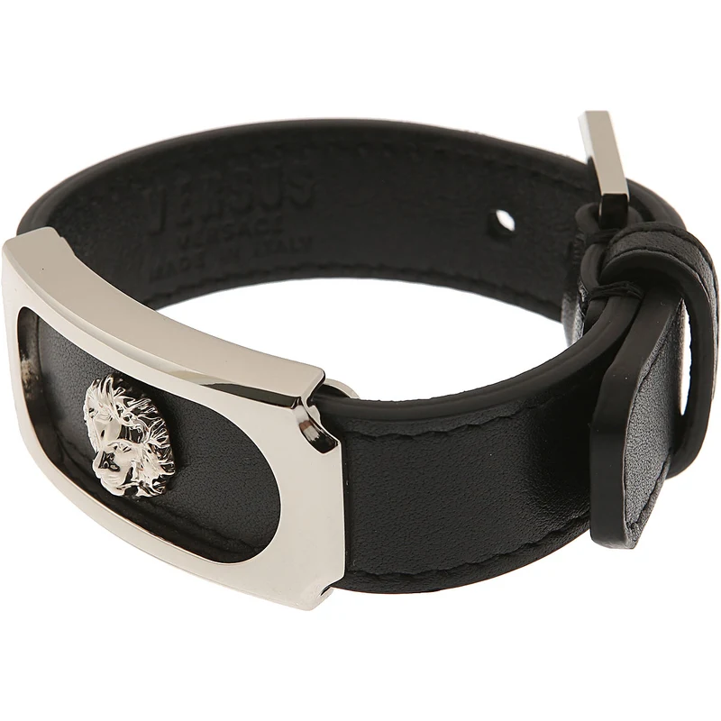 Versace Brățară pentru Bărbați La Reducere, Negru, Piele, 2024 - GLAMI.ro