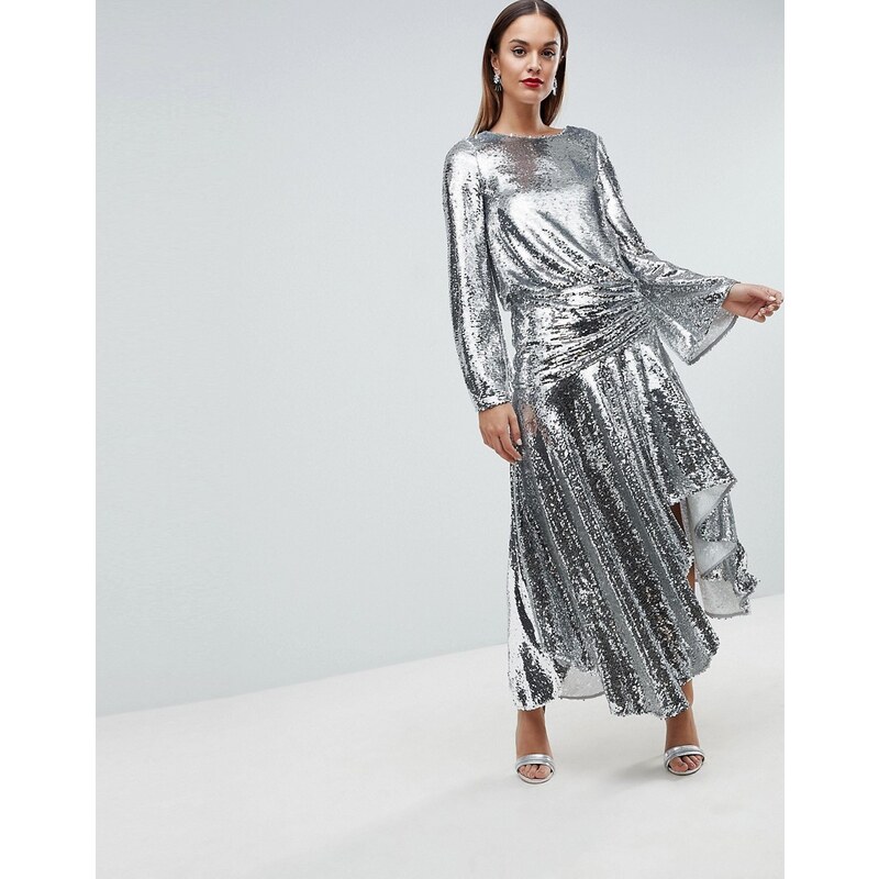 Asos Edition Drop Waist All Over Sequin Midi Dress Multi Glami Ro