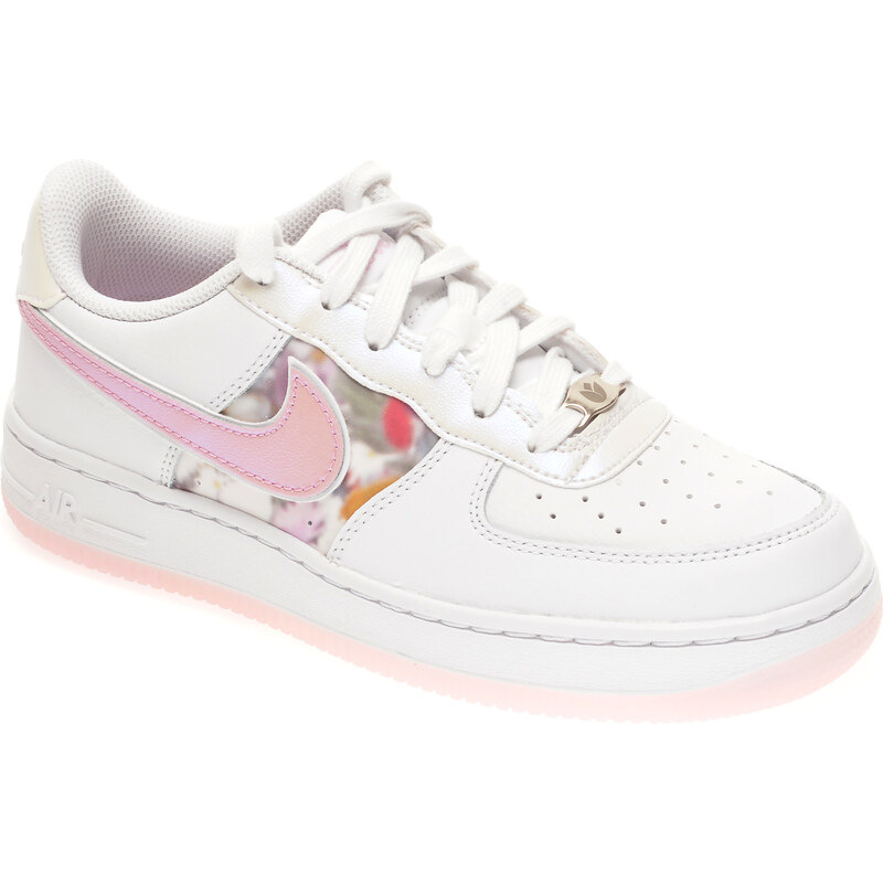 Pantofi sport NIKE albi, AIR FORCE 1 LV8 FA20 GG, din piele naturala ...