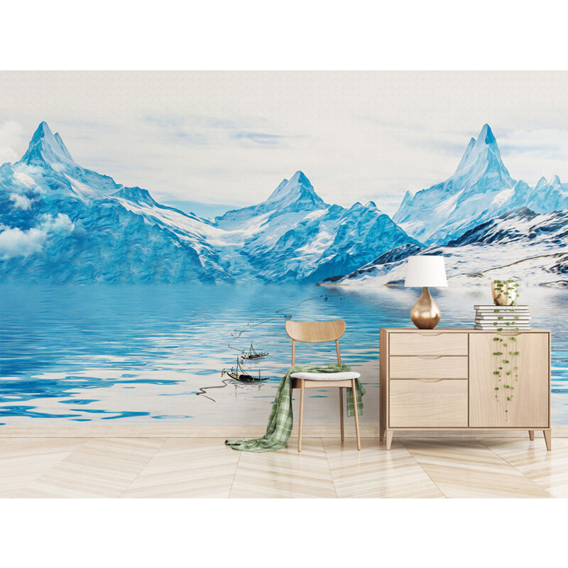 Fototapet Personalizat Peisaj cu Munti de Gheata (Selecteaza Dimensiuni ...