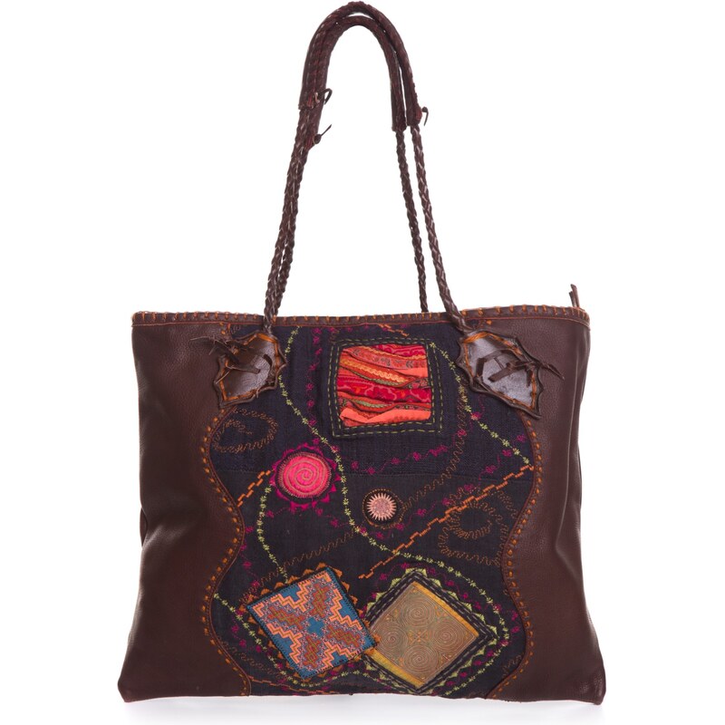 Orient Maya Geanta unicat lucrata manual din piele cu petice textile ...