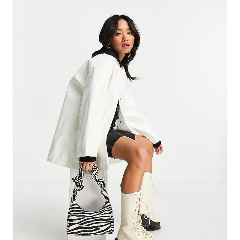 ASOS Petite ASOS DESIGN Petite oversized vinyl shacket in white - GLAMI.ro