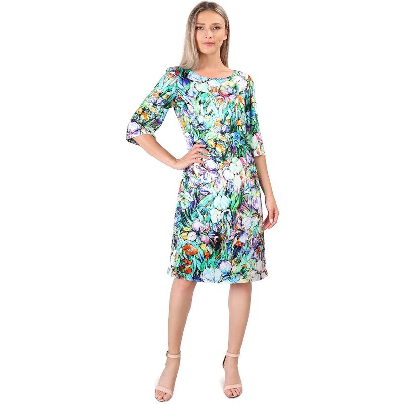 YOKKO Rochie eleganta si lejera din saten plin de viscoza cu motive ...