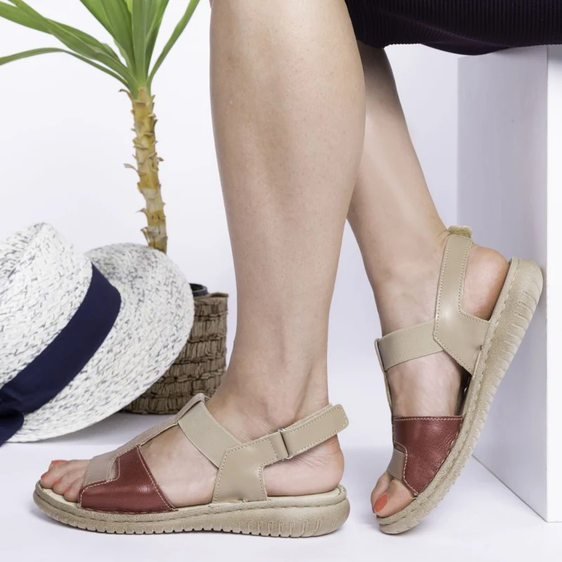 Sandale din piele naturala 452 Bordo Dr. Calm - GLAMI.ro