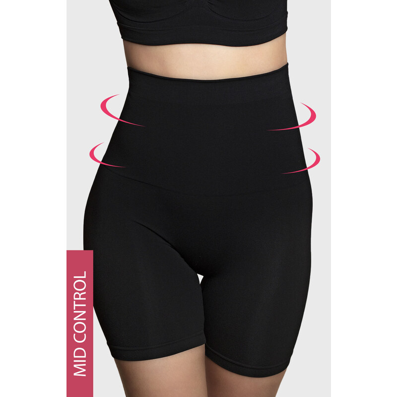 Bye Bra Chilot modelator fără cusături mai lung pe picior negru - GLAMI.ro