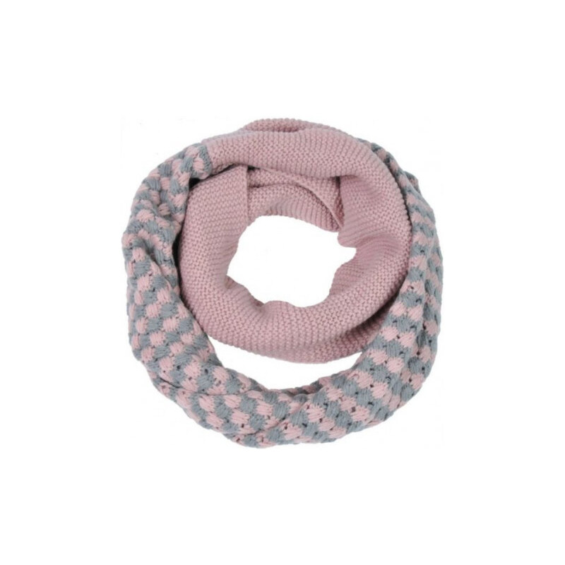 Fular circular, Lejla,dama, roz cu gri si model - GLAMI.ro