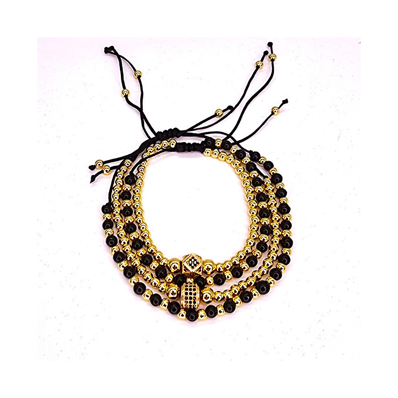 FashionForYou Set Precious, patru bratari unisex, cu bile din inox, si ...