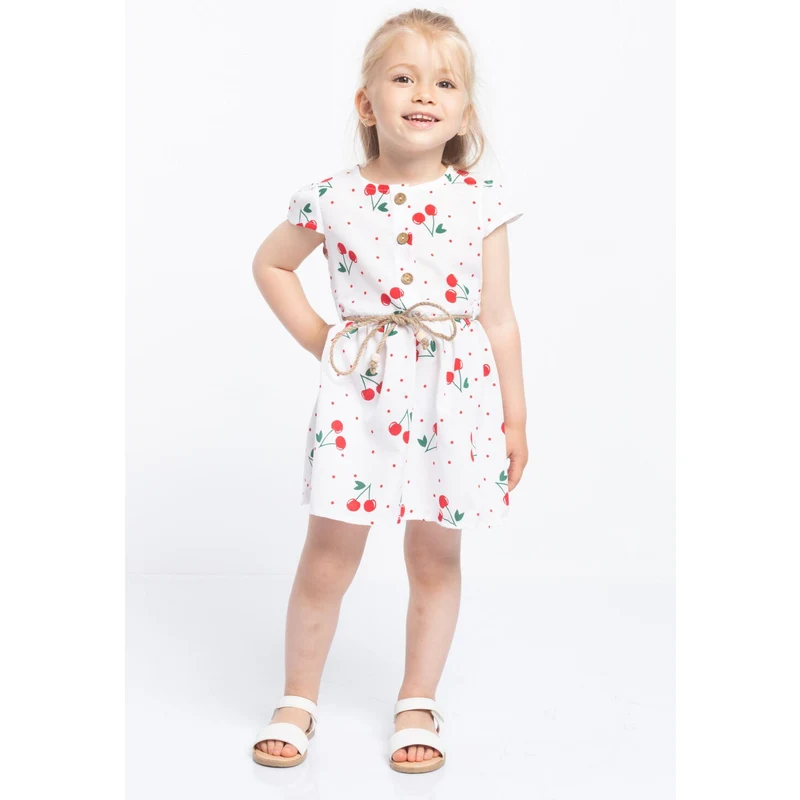 Haine de vis Rochie alba din bumbac cu cirese rosii - GLAMI.ro
