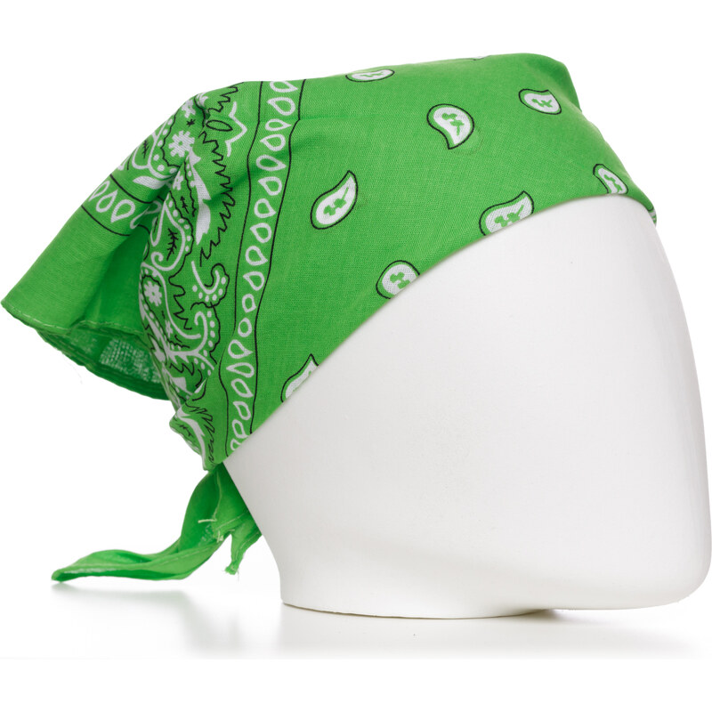 Shopika Bandana tip batic patrat cu imprimeu alb pe fond verde praz ...