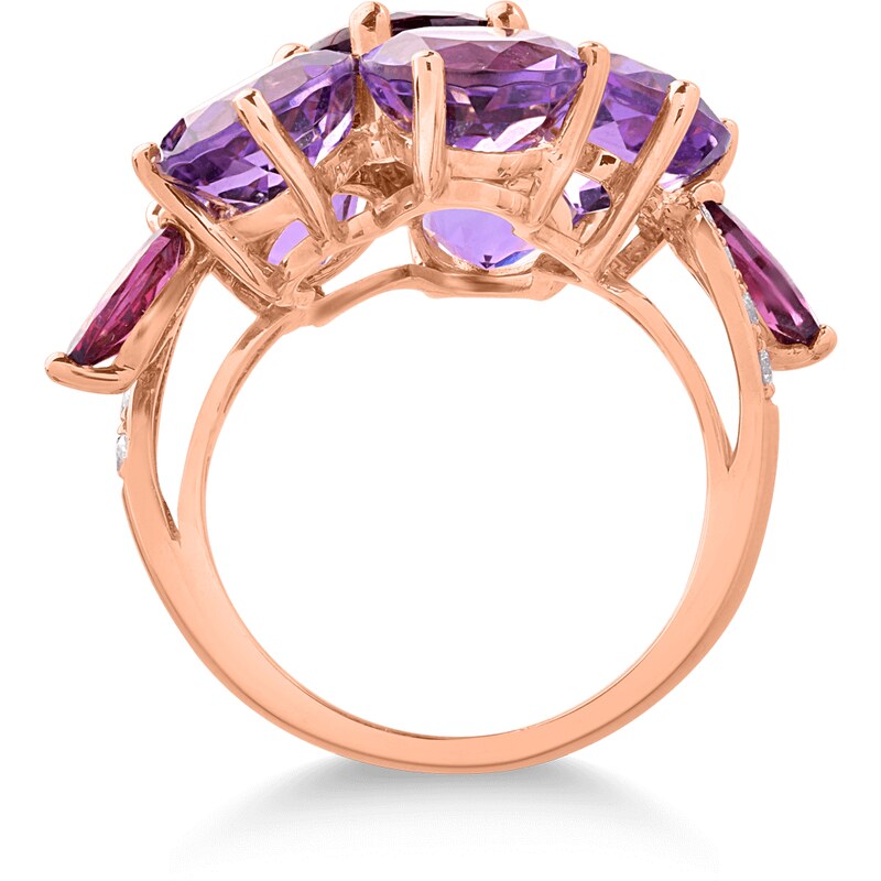 TEILOR Inel floare din aur roz de 18K cu pietre pretioase si ...