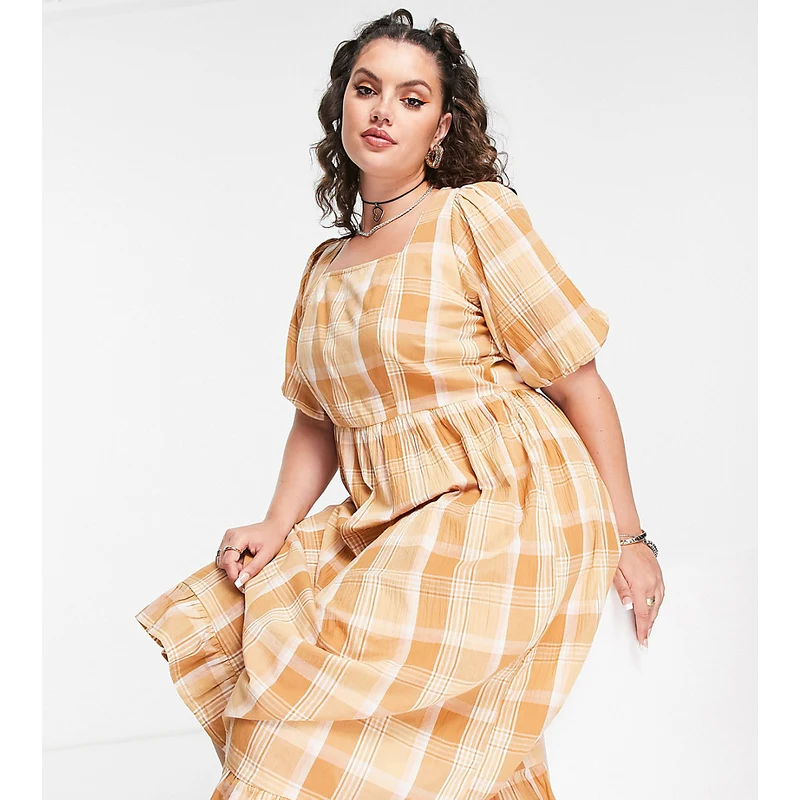 Violet Romance Curve Violet Romance Plus puff sleeve midi dress in ...