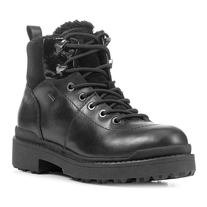 Geox bocanci de piele Nevegal B Abx femei, culoarea negru, cu toc plat ...