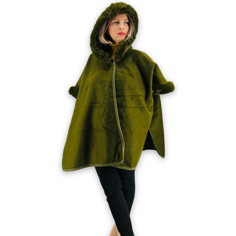 Ie Traditionala Poncho Dama masura universala culoarea kaki 2 - GLAMI.ro