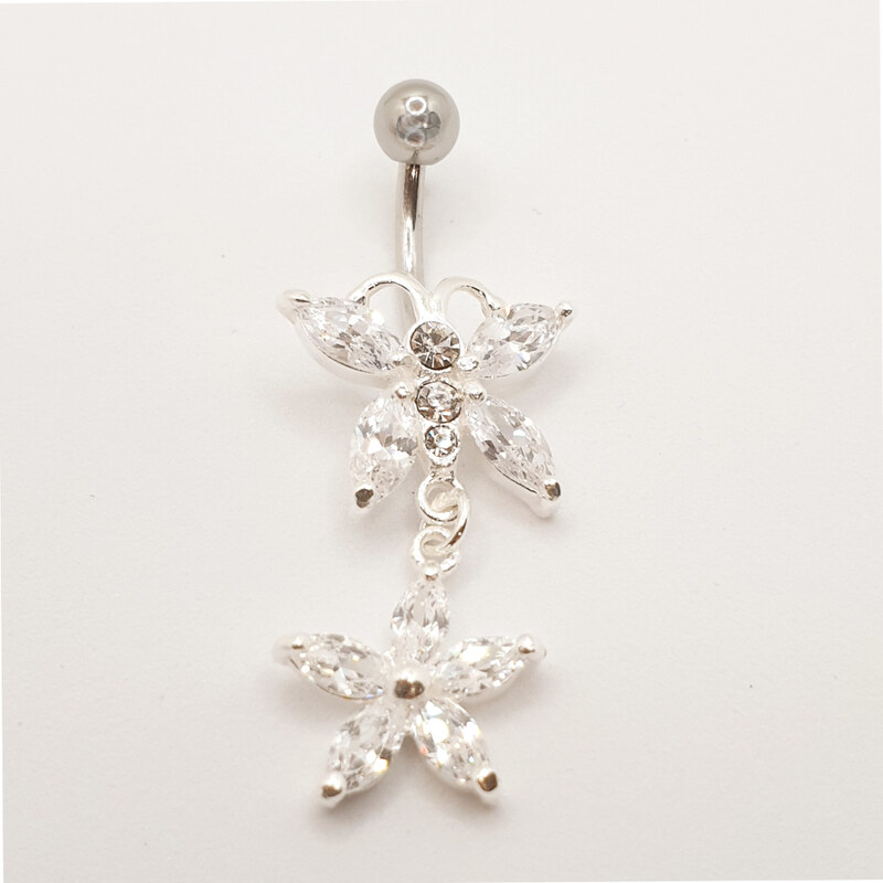 SaraTremo Piercing buric ultra-premium din argint cu flori din cristal ...