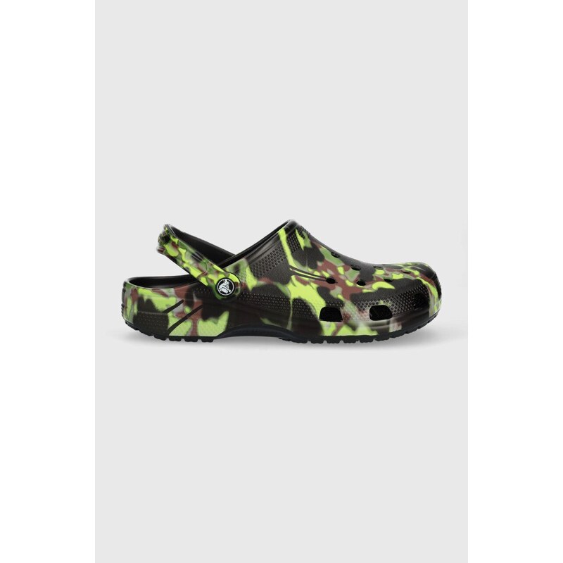 Crocs papuci Classic Spray Camo Clog bărbați, culoarea negru 208261 ...