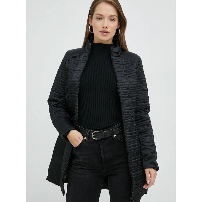 Guess geaca femei, culoarea negru, de tranzitie - GLAMI.ro