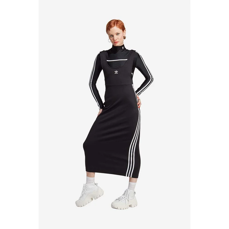 adidas Originals adidas rochie Always Original culoarea negru, midi ...