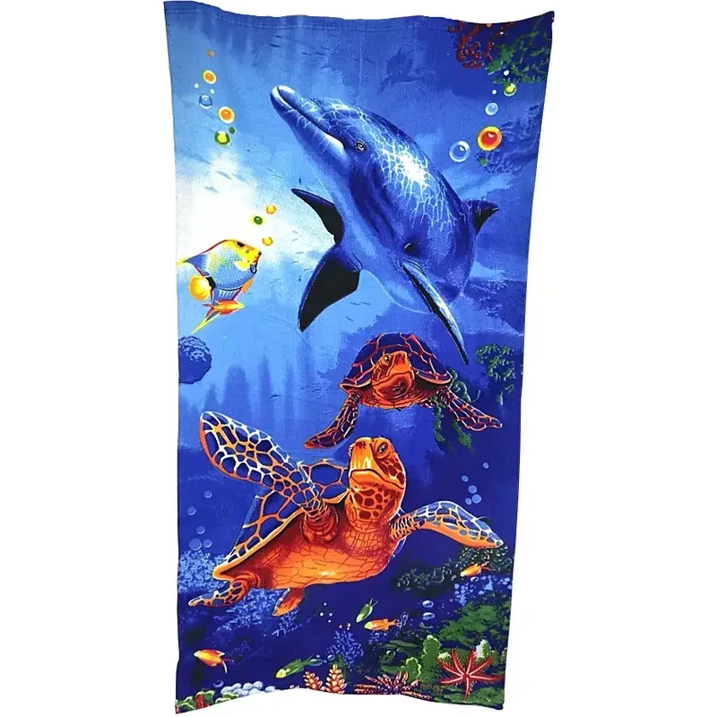 Prosop plaja, 150 x 70 cm, model delfin si testoasa, magrot 20361 ...