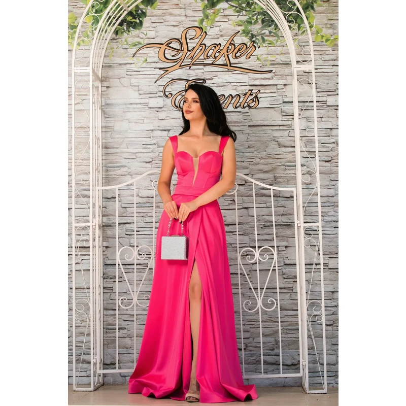 Rochie eleganta lunga Yennifer ciclame cu crapatura pe picior InPuff ...