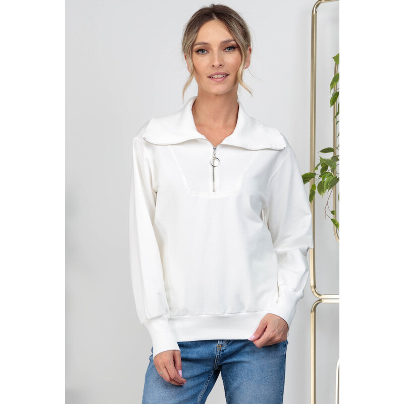 DASHA Bluza alba cu guler inalt - GLAMI.ro