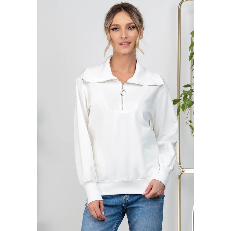DASHA Bluza alba cu guler inalt - GLAMI.ro
