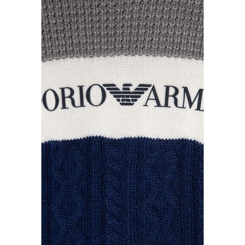 Emporio Armani pulover de lână pentru copii culoarea gri - GLAMI.ro
