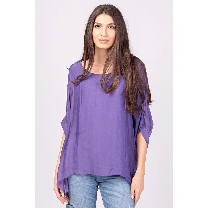 Shopika Bluza din matase naturala mov, cu funda pe spate - GLAMI.ro