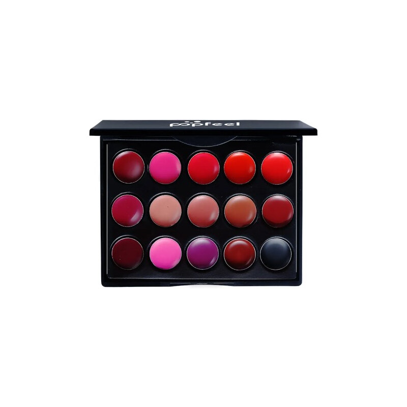 Paleta cu 15 nuante de rujuri, Lip Gloss Palette, EVNC, culori ...