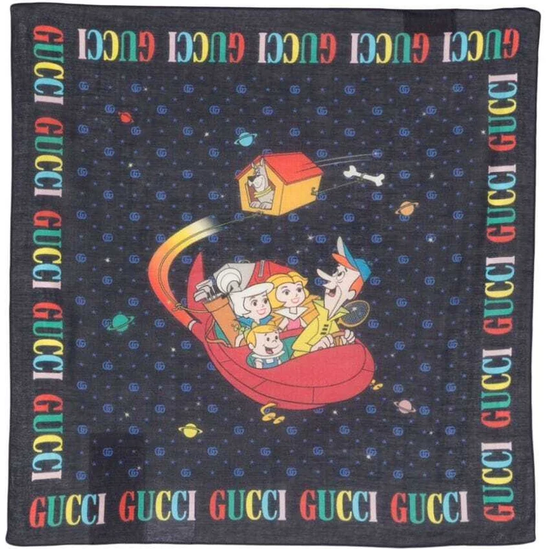 Gucci Kids The Jetsons-print cotton scarf - Blue - GLAMI.ro