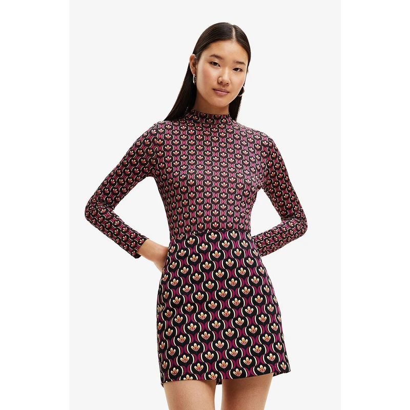 Desigual body femei, culoarea violet, cu turtleneck - GLAMI.ro