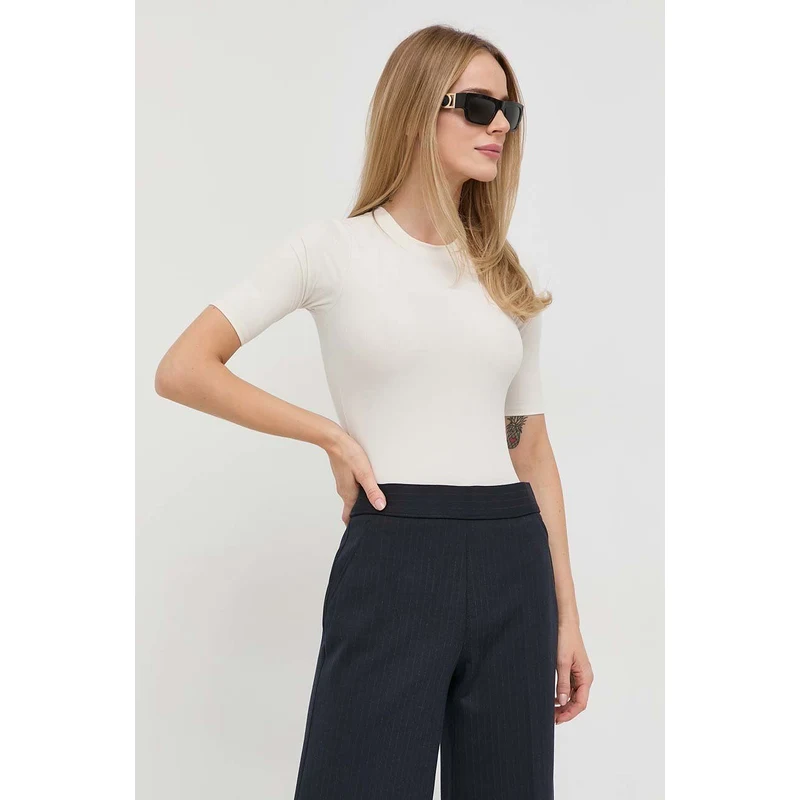 Spanx body Suit Yourself Ribbed Short femei, culoarea alb - GLAMI.ro