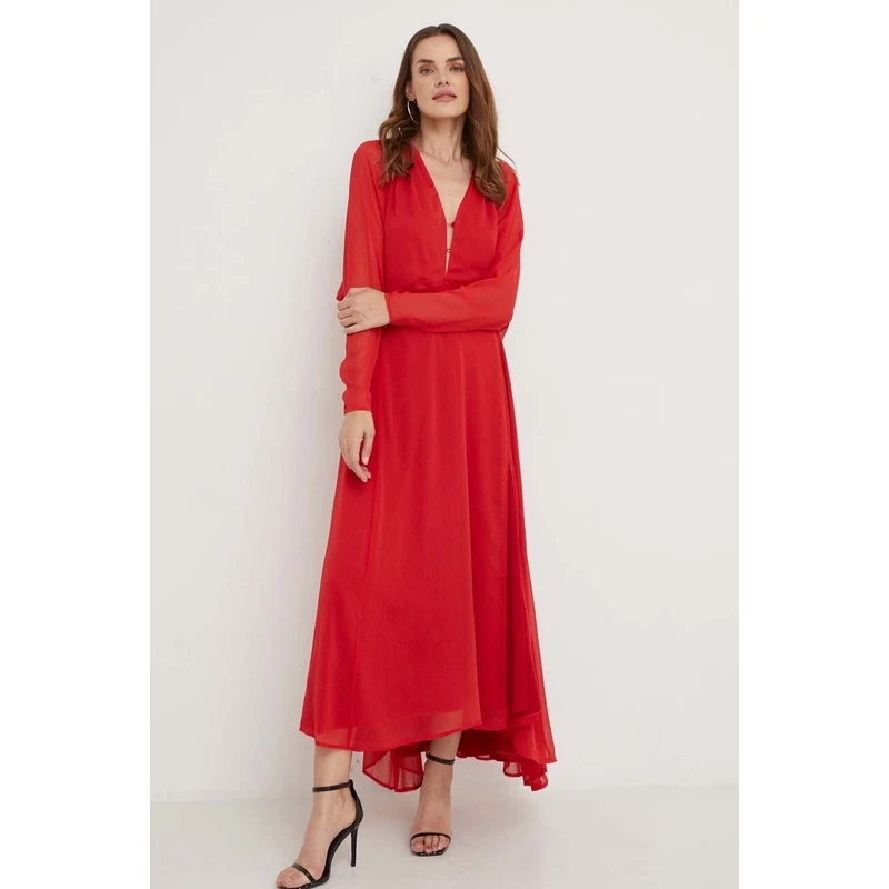 Answear Lab rochie culoarea rosu, maxi, oversize - GLAMI.ro