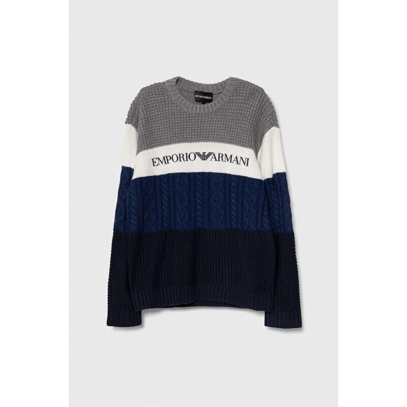 Emporio Armani pulover de lână pentru copii culoarea gri - GLAMI.ro
