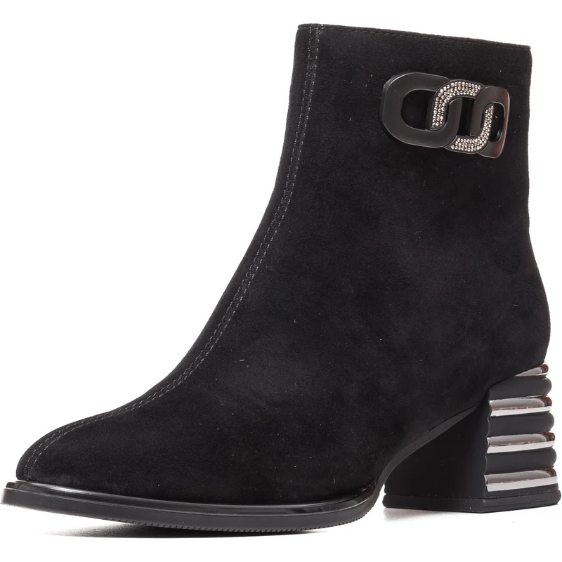 Epica Botine dama elegante, piele naturala intoarsa, JZJZ00007, negru ...