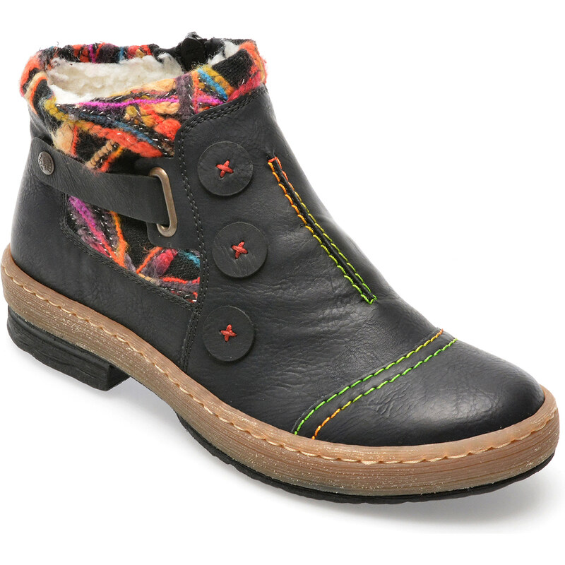 Ghete RIEKER negre, Z6759, din piele ecologica - GLAMI.ro