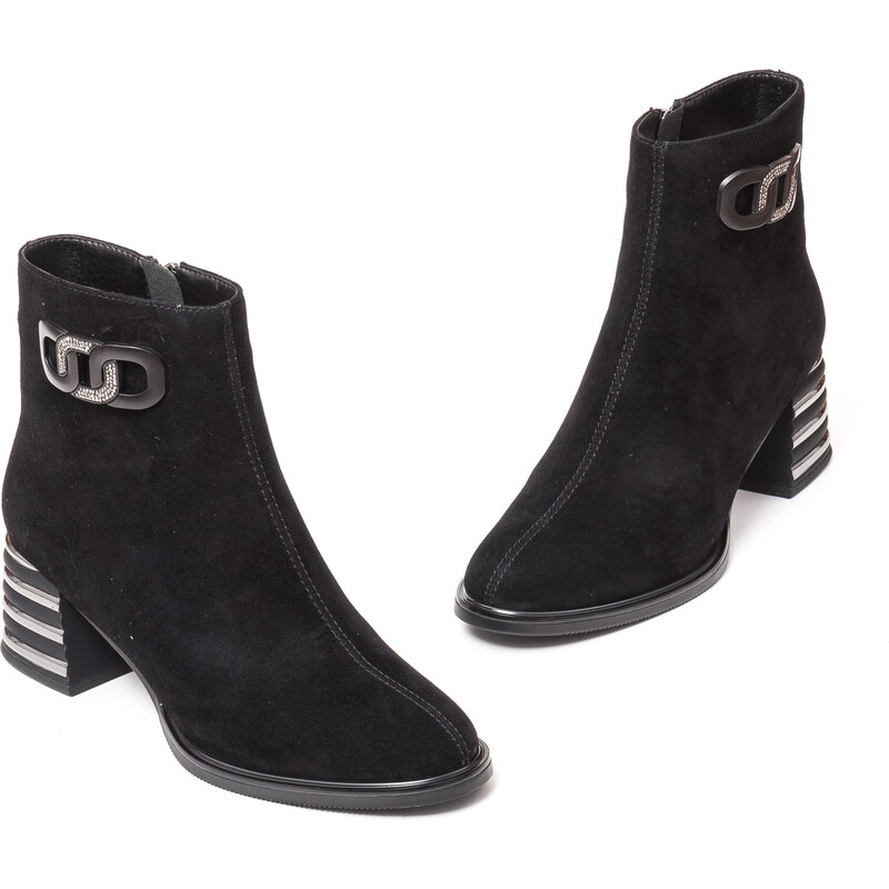 Epica Botine dama elegante, piele naturala intoarsa, JZJZ00007, negru ...