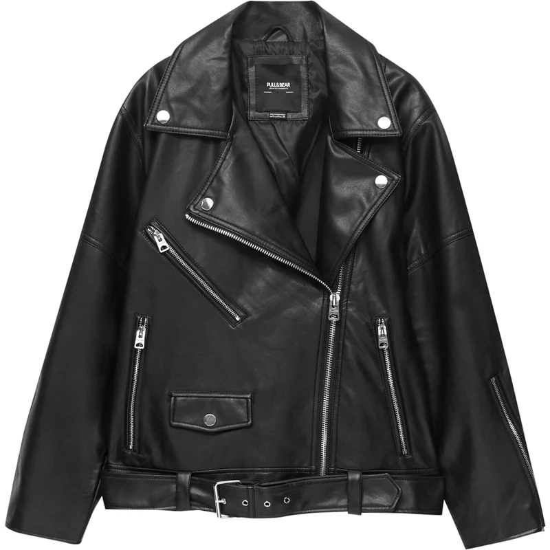 Pull&Bear Geacă de primăvară-toamnă negru - GLAMI.ro