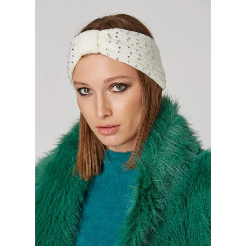 Lynne Bentiță cu aspect tricotat cu strasuri - OFF WHITE - GLAMI.ro