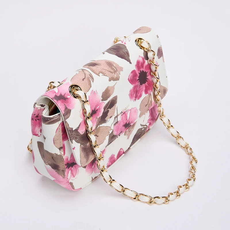 Diana Co Firenze Geanta Vera Alba Cu Flori Si Banduliera Lant - GLAMI.ro