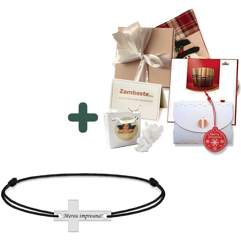 Pachet Cadou pentru Fiu - Bratara personalizata Crux snur si cruciulita ...