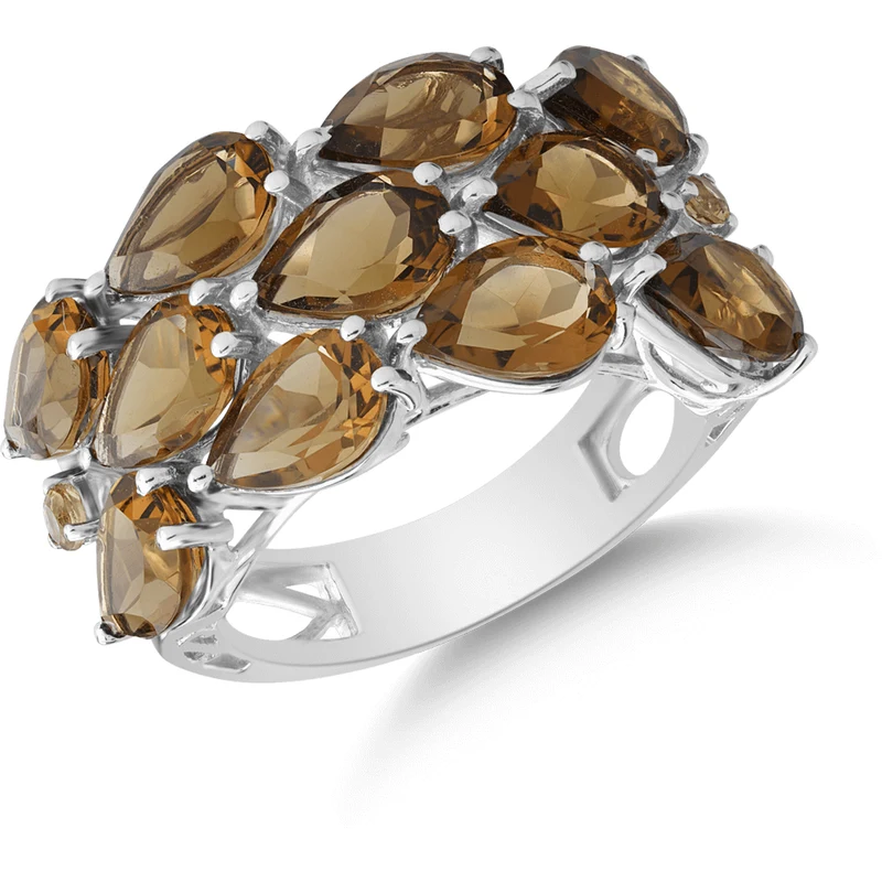 TEILOR Inel din aur alb de 14K cu quartz coniac de 7.58ct - GLAMI.ro