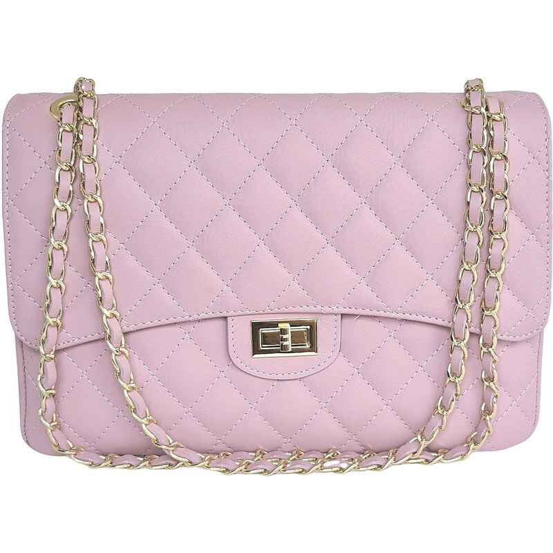 Poseta dama din piele naturala, Model mare, matlasat, Malva - Made in ...