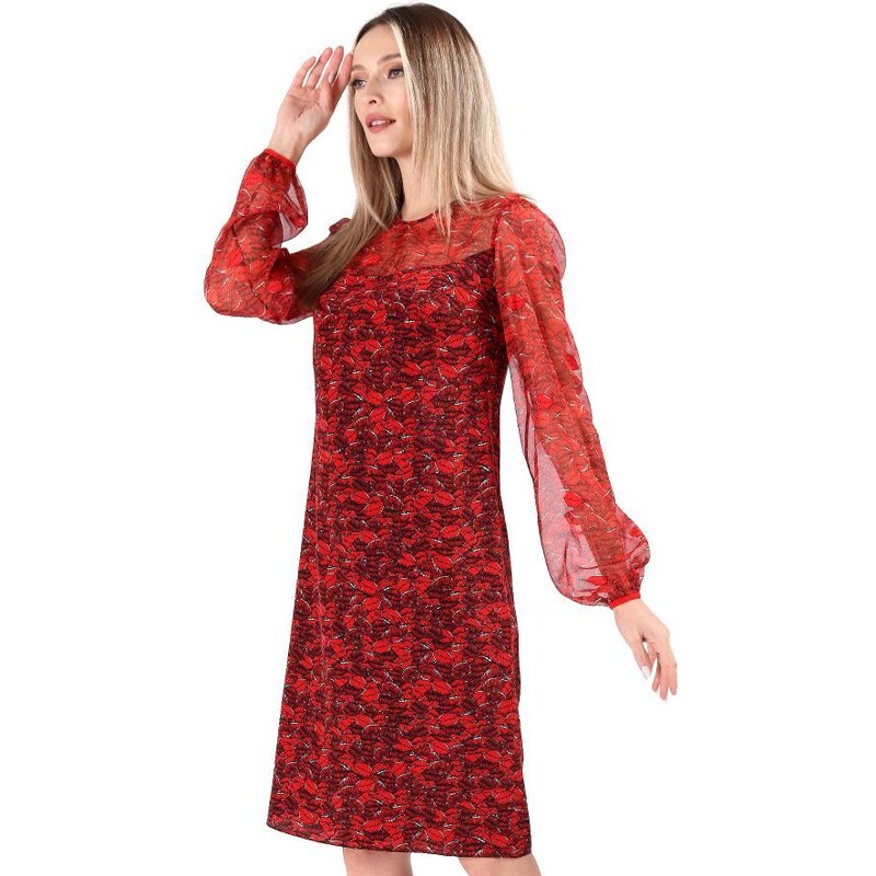 YOKKO Rochie lejera din matase naturala imprimata digital cu buze ...