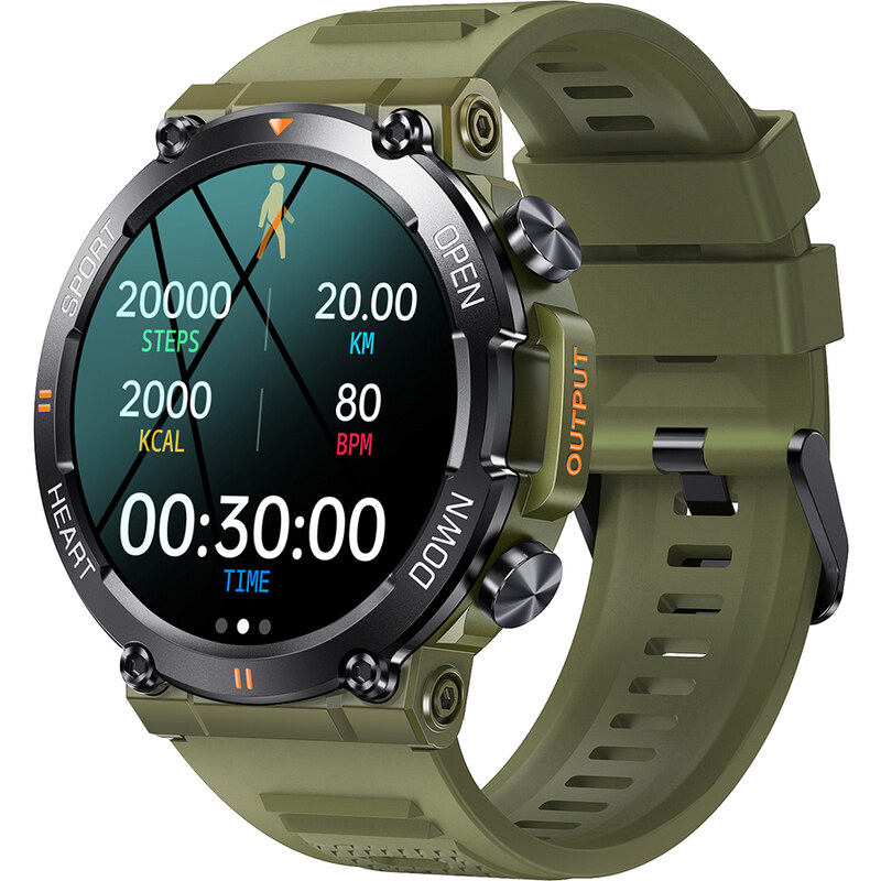 Ceas smartwatch barbati TIO Pro Combat, 1.4 inch IPS HD, apel bluetooth ...